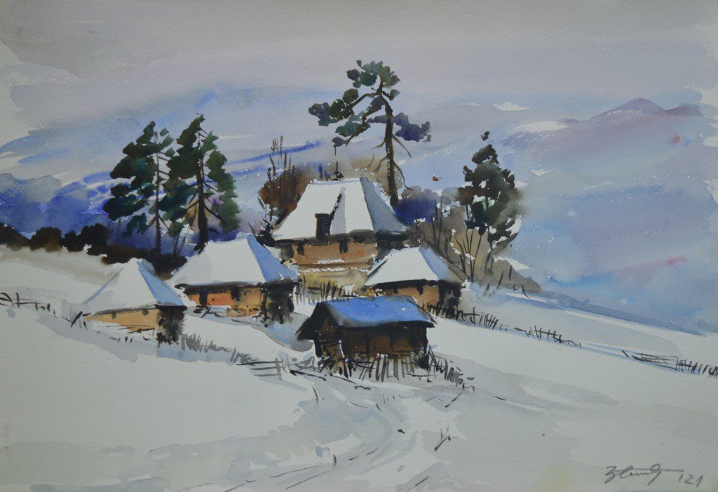 Umetnička slika Zima na Zlatiboru slikar Đorđe Stanić