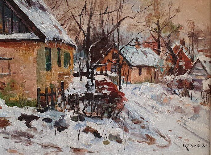 Umetnička slika Zima slikar Zoran Kezić