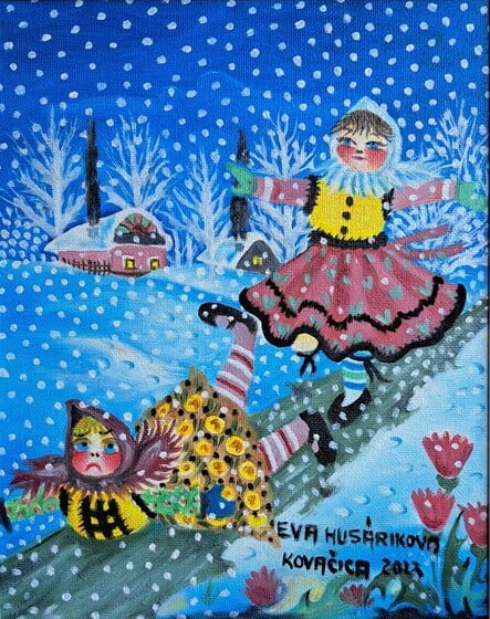 Umetnička slika Zimske igre slikarka Eva Husarikova