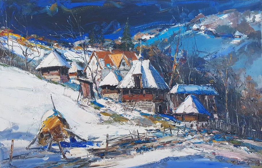Umetnička slika Zimski pejzaž-2 slikar Đorđe Stanić