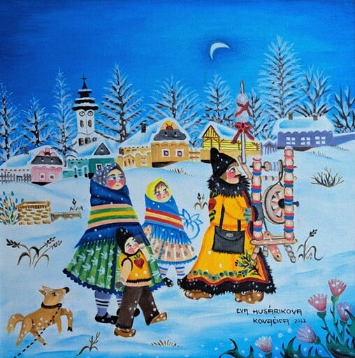 Umetnička slika Zimski put slikarka Eva Husarikova