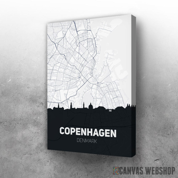 Slika Kopenhagen mapa i silueta grada