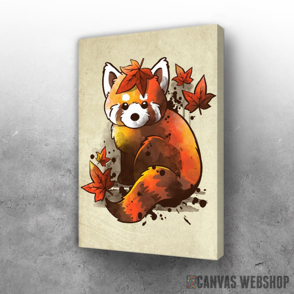 Slika Red panda red leaves