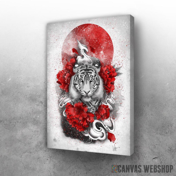 Slika White tiger, red sun