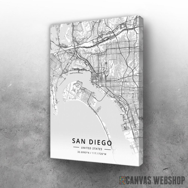 Slika San Diego mapa - white