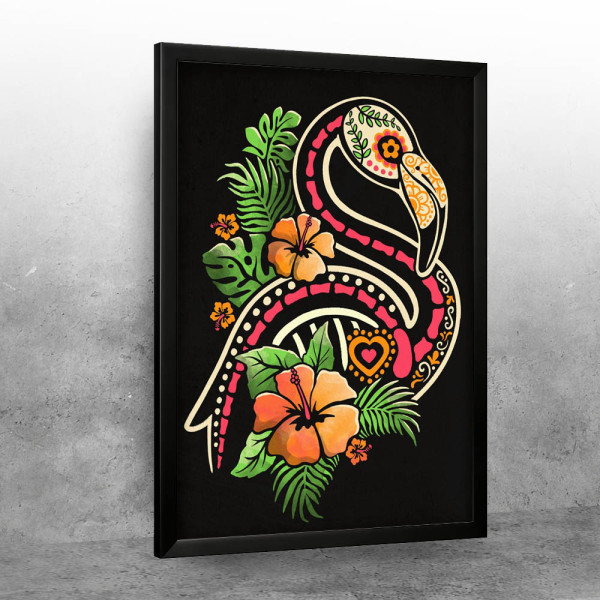 Flamingo tropical calavera