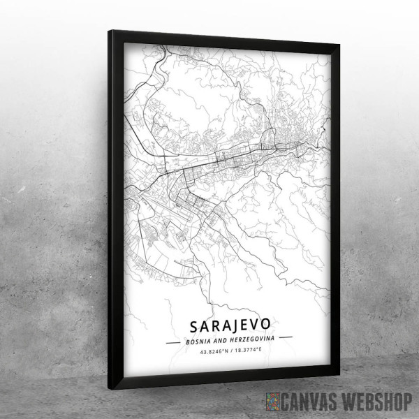 Sarajevo mapa - white