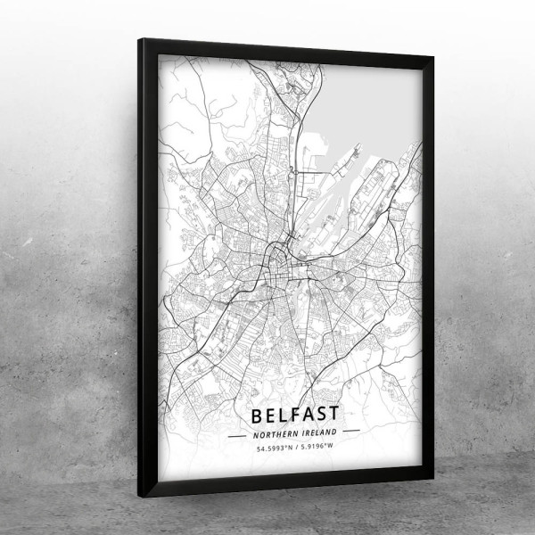 Belfast mapa - white