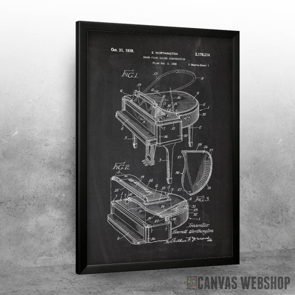 1938 Grand Piano Casing Construction - Patent