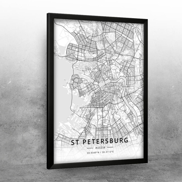 Sankt Petersburg mapa - white