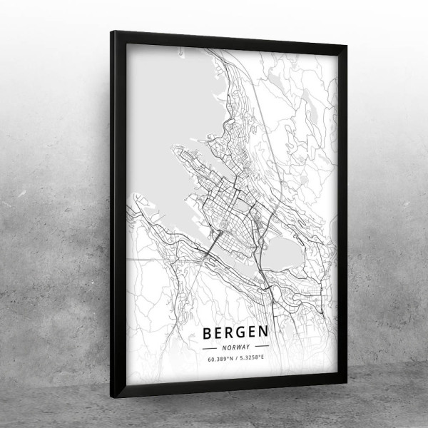 Bergen mapa - white