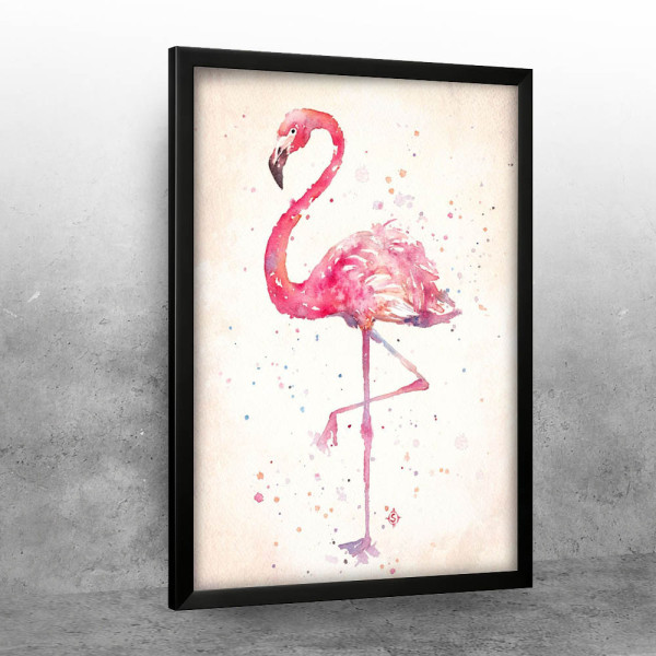 Roze flamingo vodenim bojama