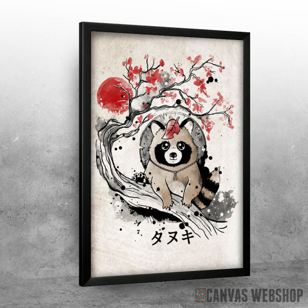 Tanuki red sun art
