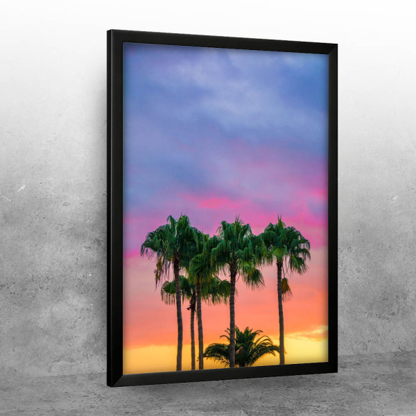 Palm Trees On Purple Sky