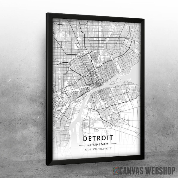 Detroit mapa - white