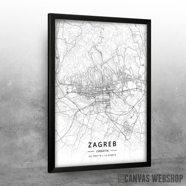Zagreb mapa - white