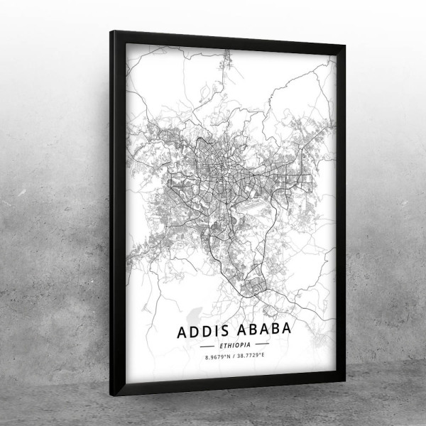 Adis Abeba mapa - white