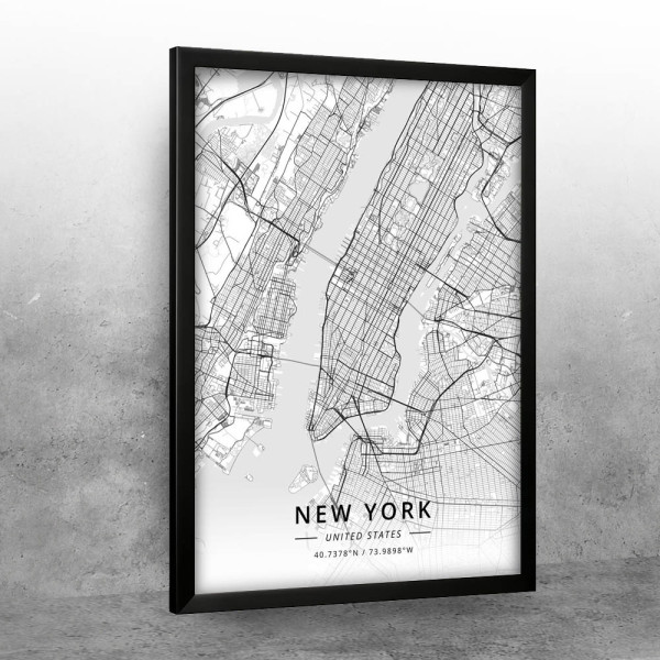 New York mapa - white