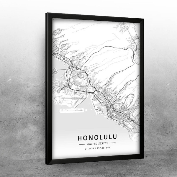 Honolulu mapa - white