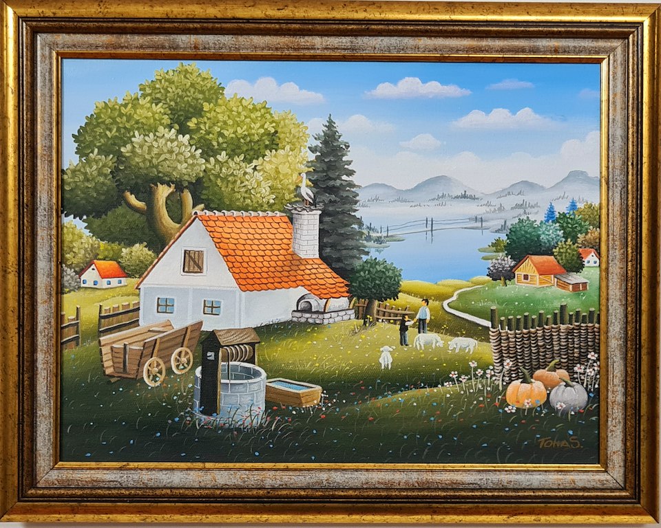 TOMA STANKOVIC – ULJE NA PLATNU – 48X38CM – PRELEPA NAIVA 5