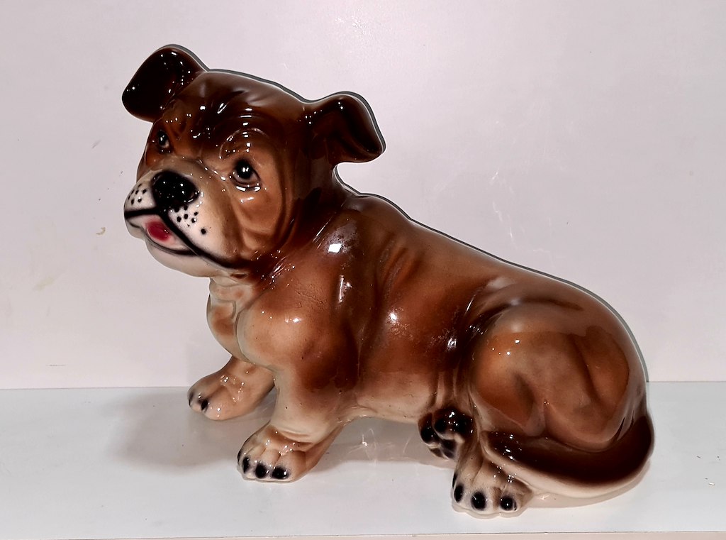 VELIKA STARA PORCELANSKA FIGURA BULDOG