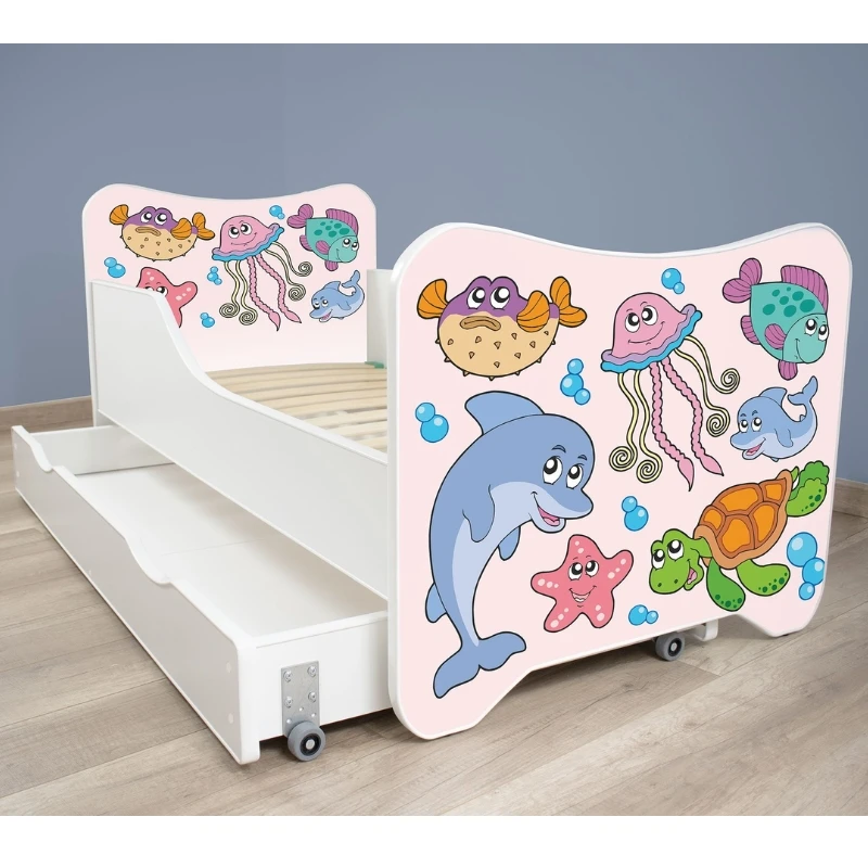 Krevet za decu sa fiokom Happy Kitty - Fishes, 160x80 cm