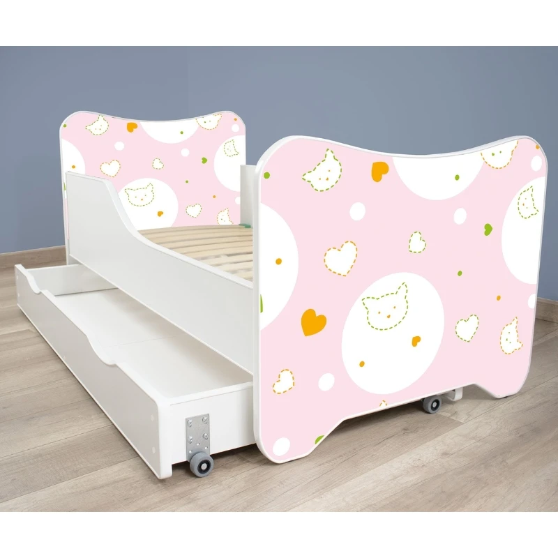 Krevet za decu sa fiokom Happy Kitty - Kitty, 160x80 cm