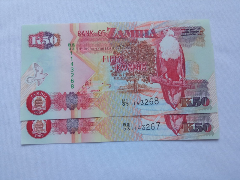 Zambija 50 kvacha,2009 god.UNC,vezani broj