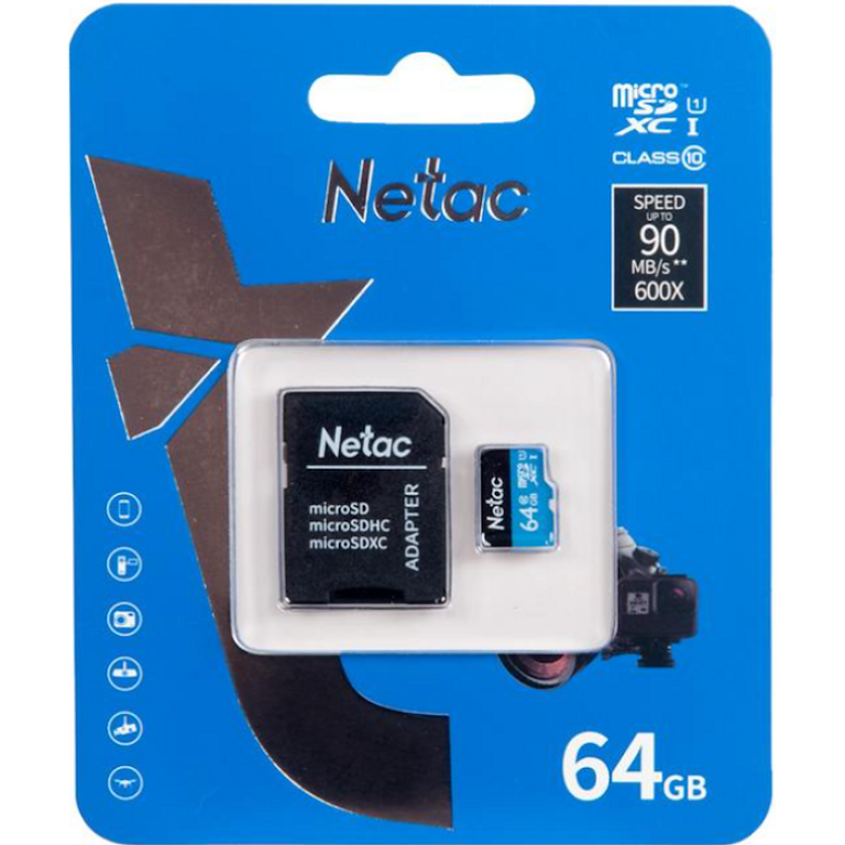 Micro SD Netac 64GB P500 Standard sa adapterom