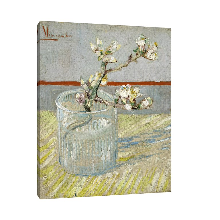Sprig of flowering almond in a glass, Vincent van Gogh