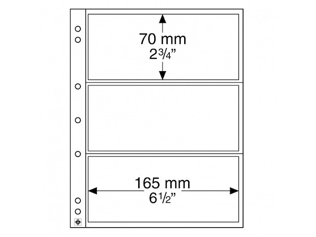 Stranice sa tri polja 165 x 70mm NUMIS