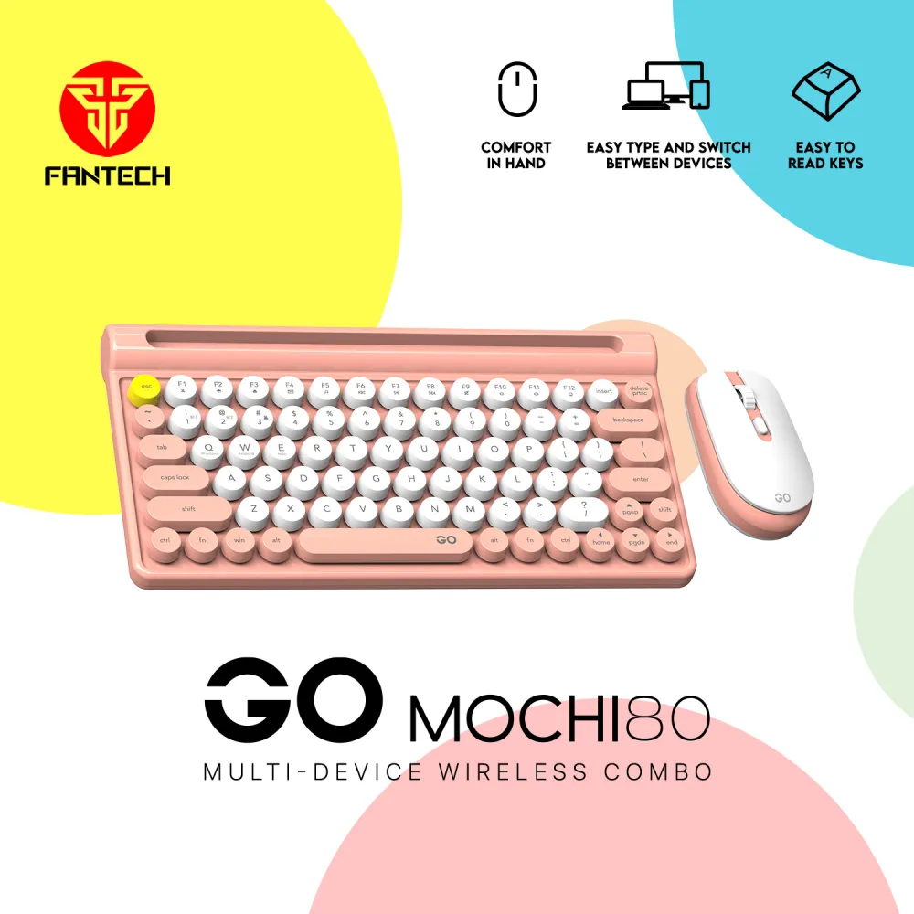 Combo mis tastatura wireless Fantech WK-897 GO Mochi80 narandzasti