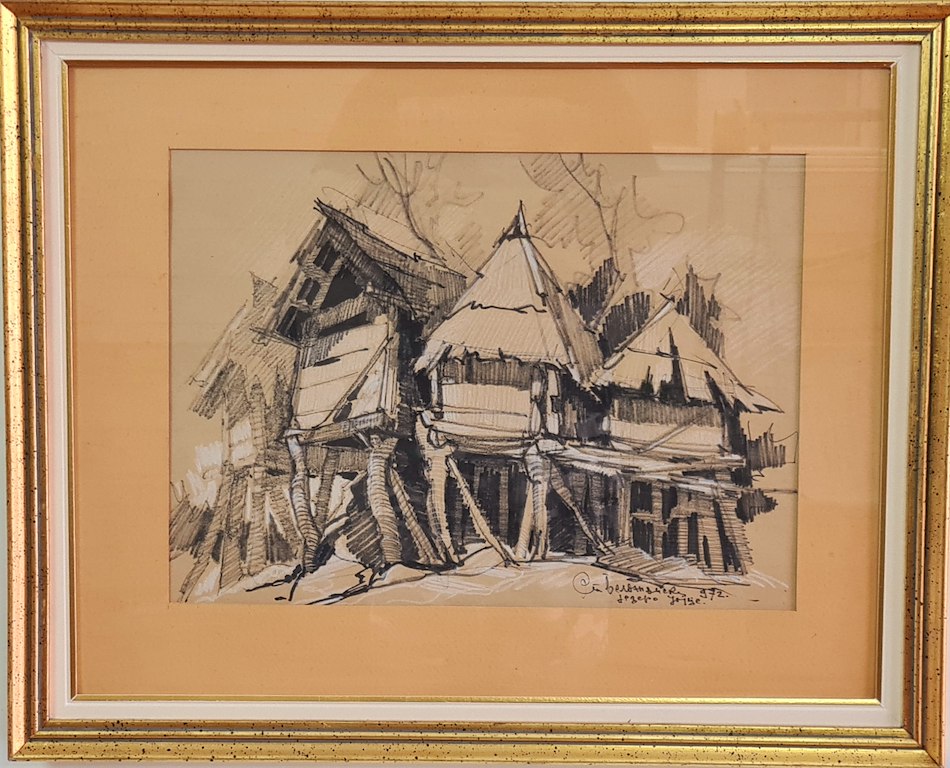 STASA BELOZANSKI – OLOVKA I PASTEL – 70X57CM 1972GOD JEZERO JAJCE