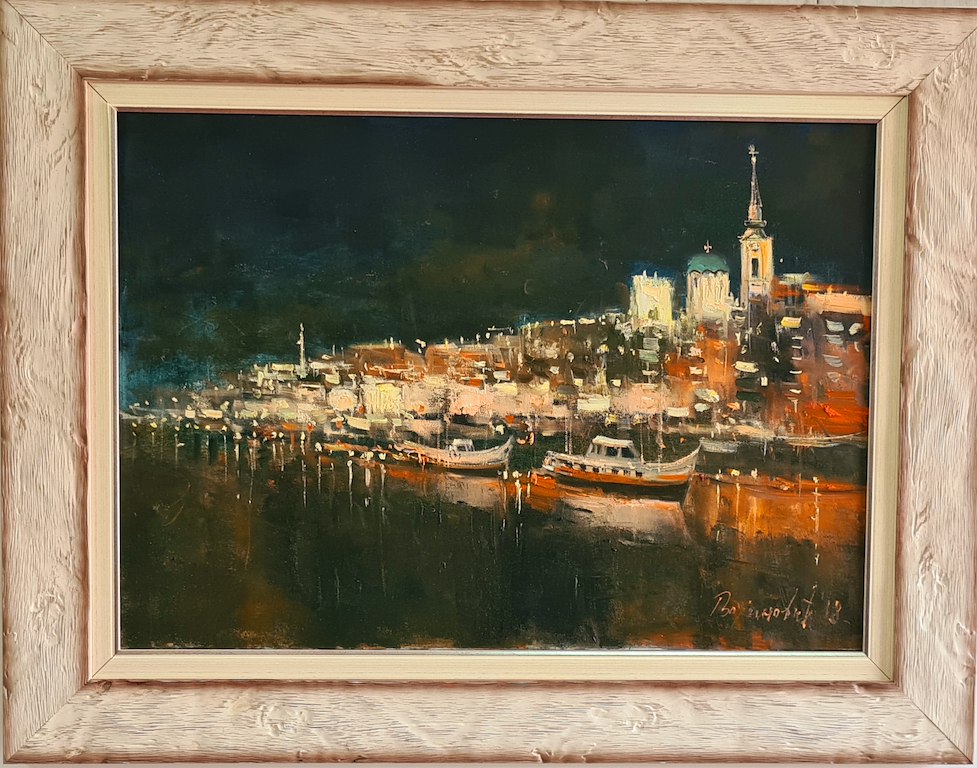 RADOVAN VOJNOVIC-ULJE NA PLATNU-90X70CM – BEOGRAD NOCU