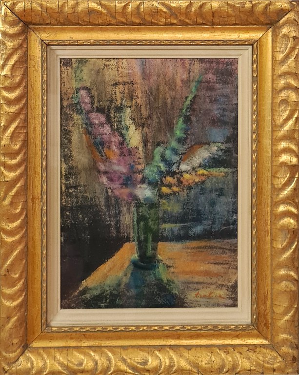 STOJAN ARALICA – PASTEL 60X47CM – CVECE U VAZI – RARITET