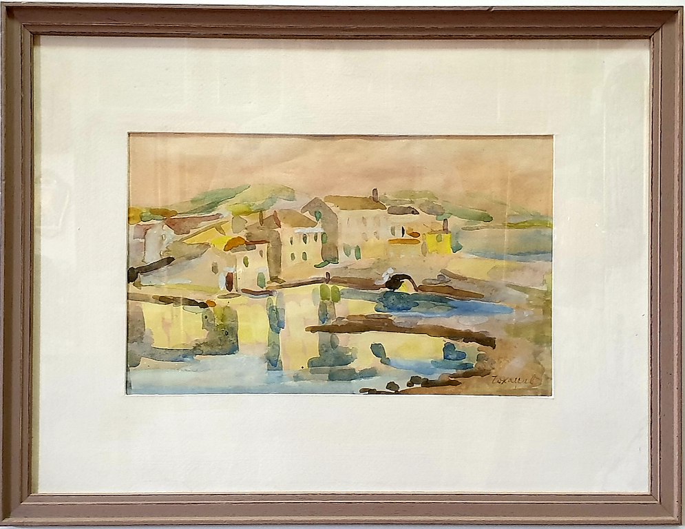 VERA COHADZIC -VRHUNSKI STARI AKVAREL- 61X48CM