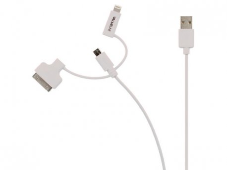NEDIS VLMP39410W1.00 3 u 1 Sync and Charge Cable USB-A Male - Micro B Male 1.00 m White + 30-Pin Doc