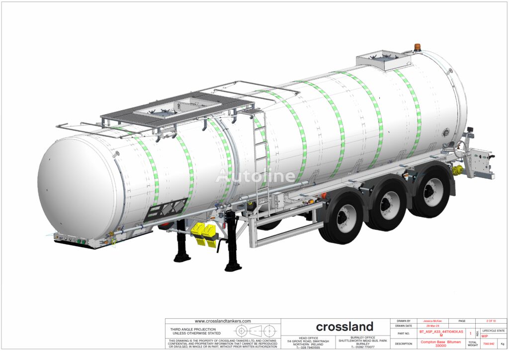 Nova Crossland Bitumen ADR Tanker Trailer cisterna za bitumen