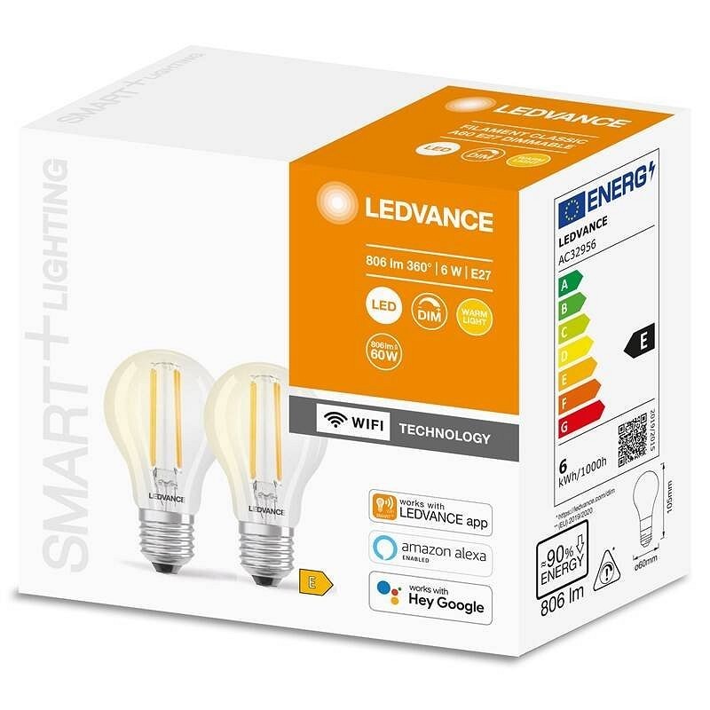 LEDVANCE WIFI DIMABILNA 2 pack LED SIJALICA FILAMENT E27 6W WW 2700K