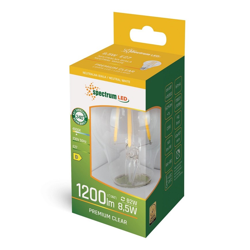 LED SIJALICA FILAMENT E27 8.5W NW 4000K PRIRODNO BELA SPECTRUM