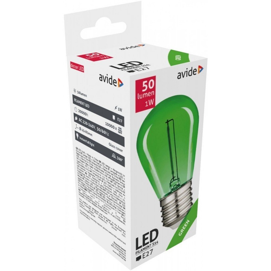 LED SIJALICA FILAMENT E27 0.6W ZELENA AVIDE