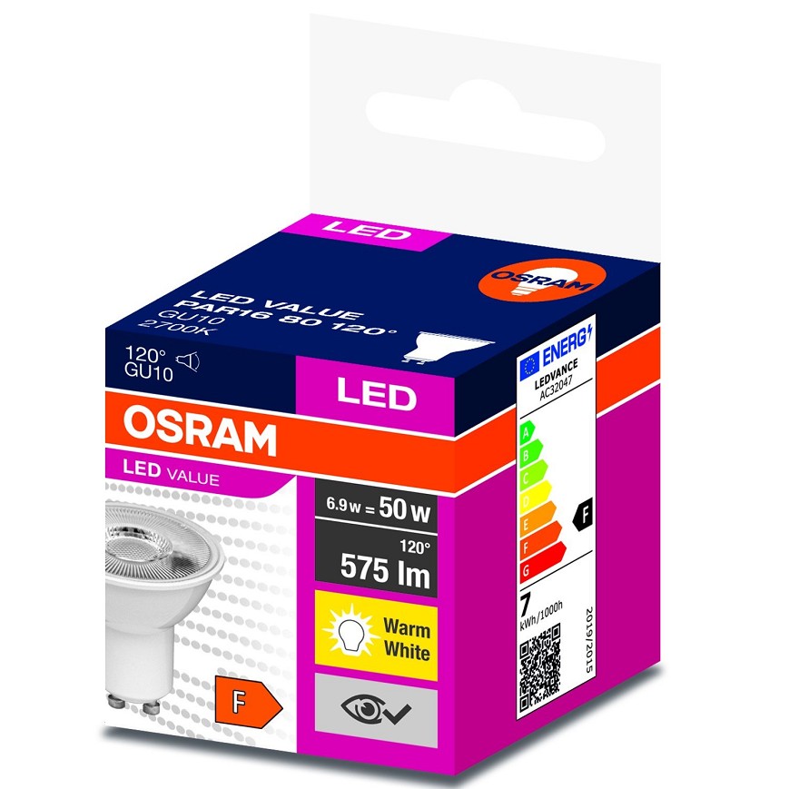 SIJALICA LED GU10 100 6.9W WW 2700K TOPLO BELA OSRAM