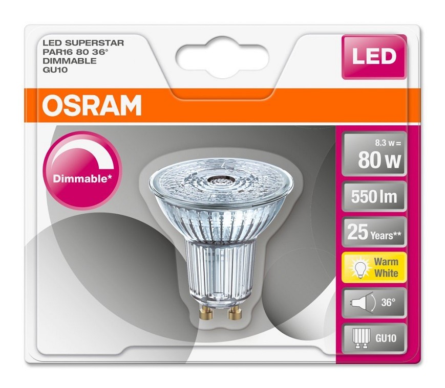 LED SIJALICA GU10 DIMABILNA 8.3W WW 2700K 36 OSRAM