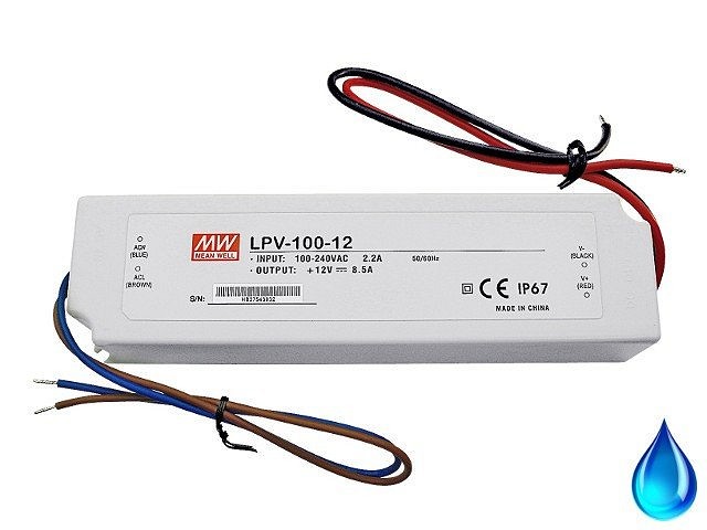 LED NAPAJANJE VODOOTPORNO LPV 100W 12V IP67 MEAN WELL