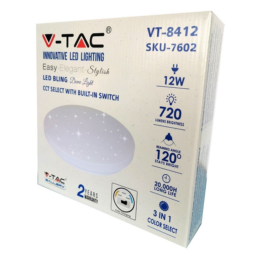 LED PLAFONJERA 12W STAR EFFECT 3U1 IP20 VTAC