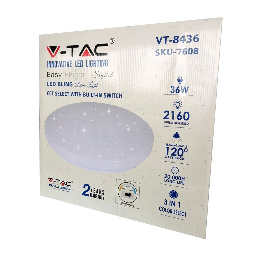 LED PLAFONJERA 36W STAR EFFECT 3U1 IP20 VTAC