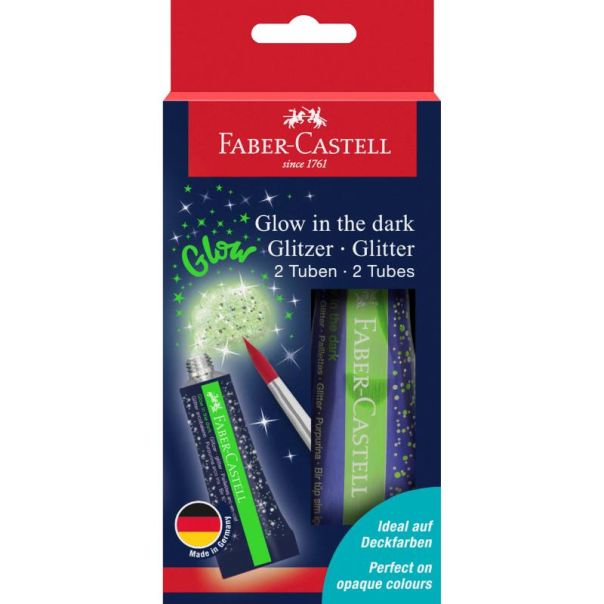 FABER CASTELL Glitter glow in the dark tube 2x12ml 125092
