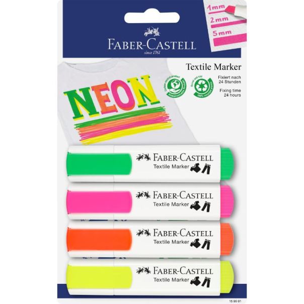 FABER CASTELL Flomaster marker za tekstil neon 1/4 159591