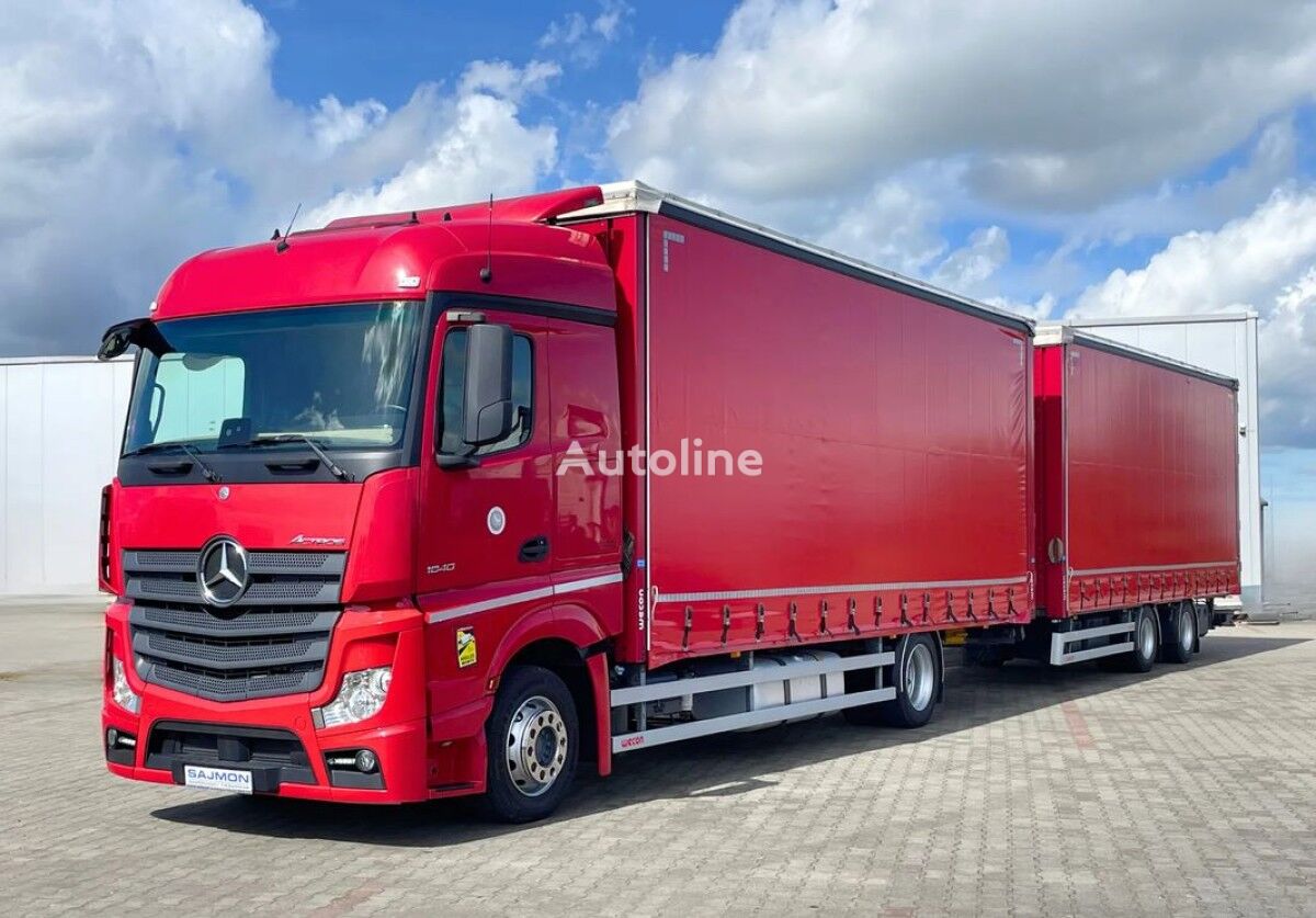 Mercedes-Benz ACTROS 1840 / ZESTAW TANDEM 120 M3 / 7,75 M + 7,75 M / SALON PL kamion sa klizna zavesa cerada + prikolica sa kliznom ceradom