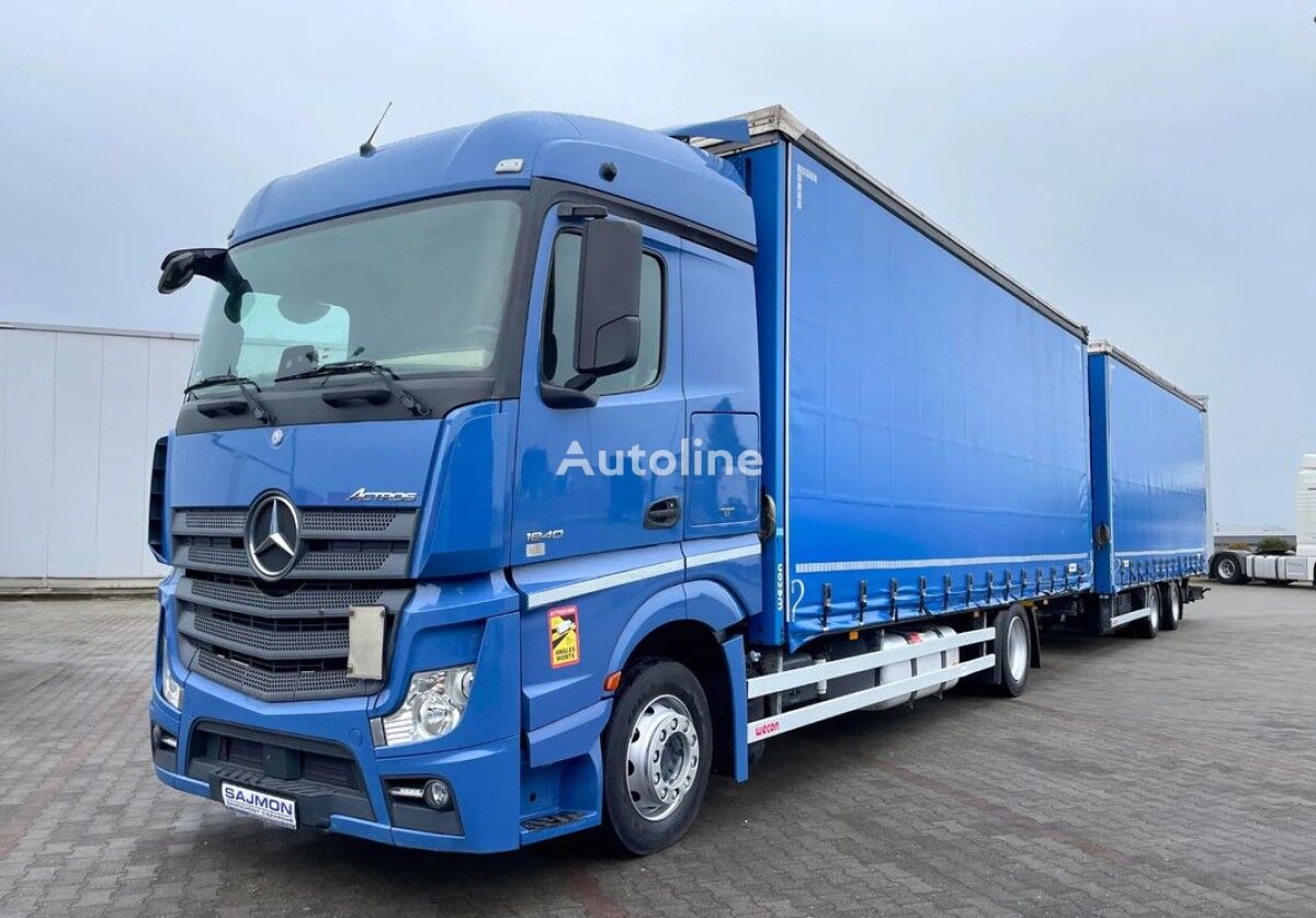 Mercedes-Benz ACTROS 1840 / ZESTAW TANDEM 120 M3 / 7,75 M + 7,75 M / SALON PL kamion sa klizna zavesa cerada + prikolica sa kliznom ceradom